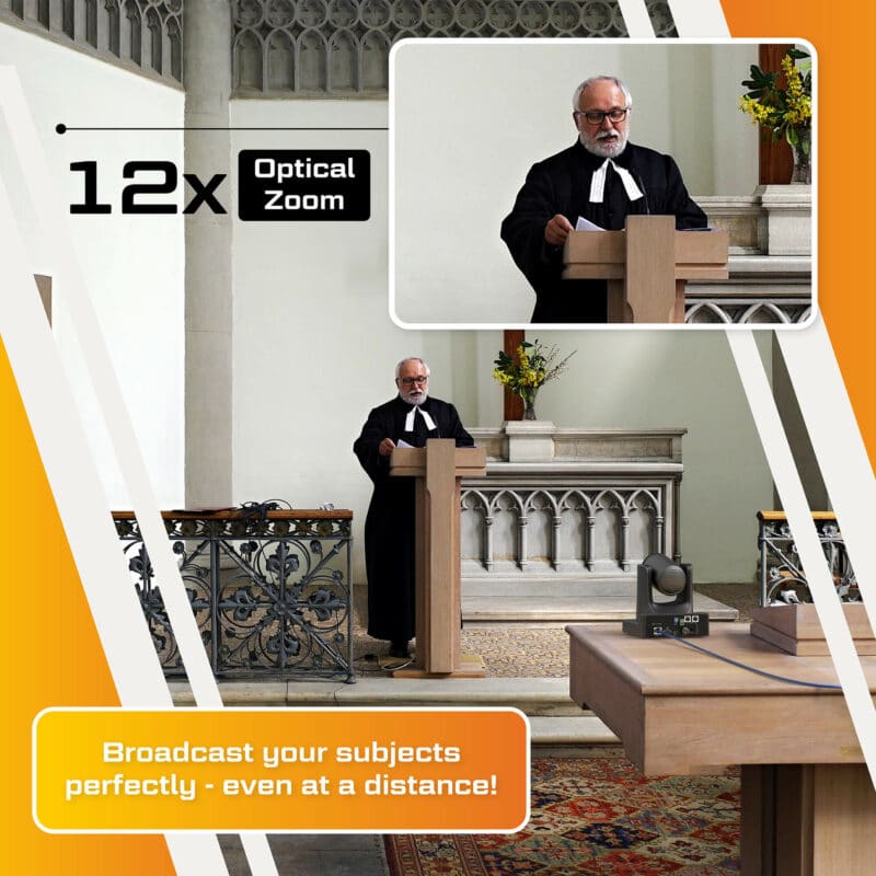 Honey Optics 12x – 4K Live Stream PTZ Camera – NDI HX – Church ...